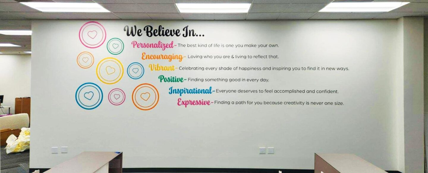 VINYL WALL GRAPHICs AND DIE CUTS FOR HAPPY BRANDS